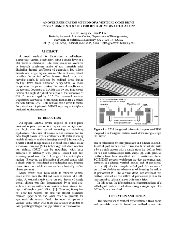 (PDF) A novel fabrication method of a vertical comb drive using a ...