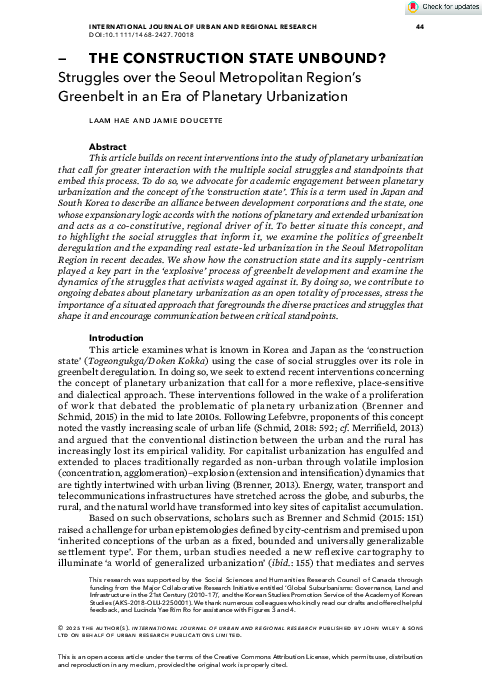 (PDF) THE CONSTRUCTION STATE UNBOUND? Struggles over the Seoul ...