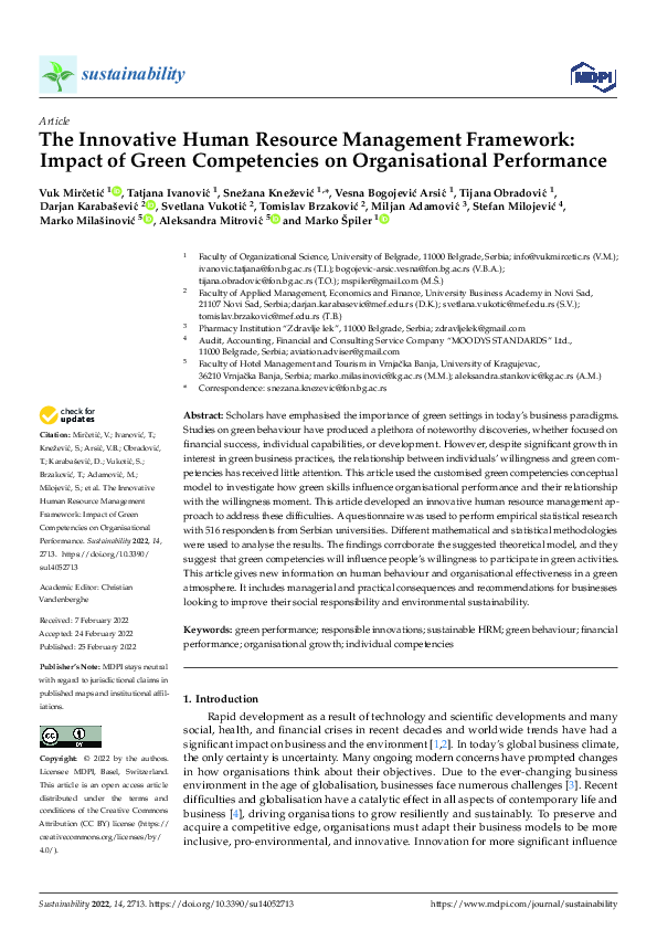 (PDF) The Innovative Human Resource Management Framework: Impact of ...