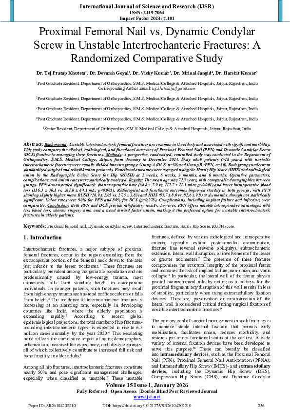 (PDF) Proximal Femoral Nail vs. Dynamic Condylar Screw in Unstable ...