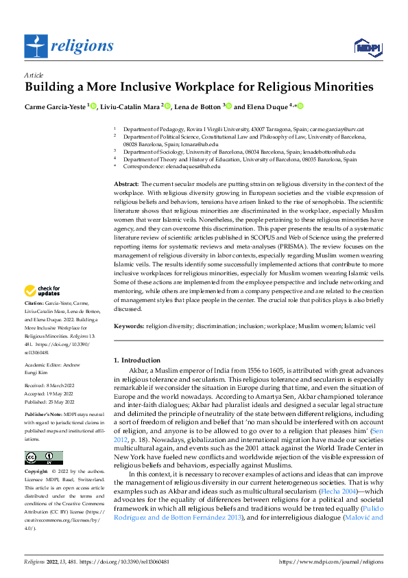 (PDF) Building a More Inclusive Workplace for Religious Minorities