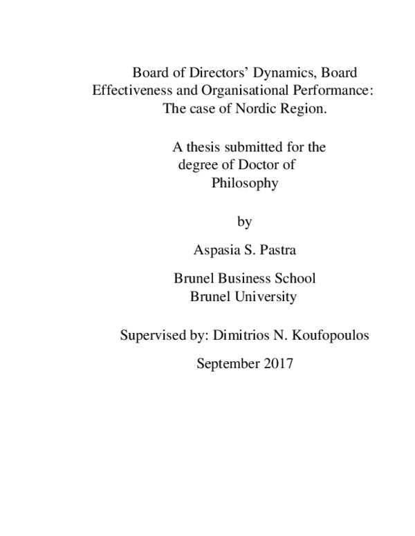 (PDF) Board of directors’ dynamics, board effectiveness and ...