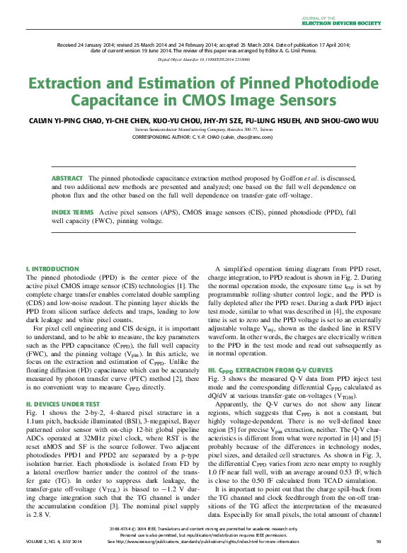 (PDF) Extraction and Estimation of Pinned Photodiode Capacitance in ...