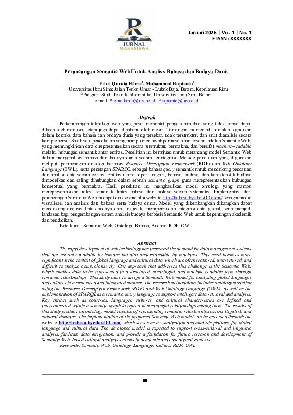 (PDF) Perancangan Semantic Web Untuk Analisis Bahasa dan Budaya Dunia
