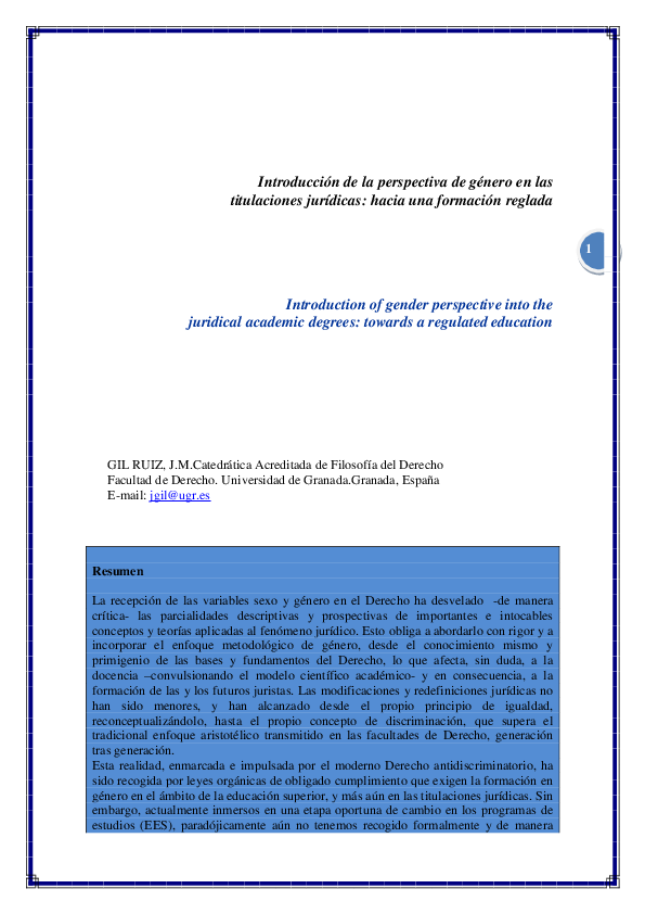 (PDF) Introducción de la perspectiva de género en las titulaciones ...