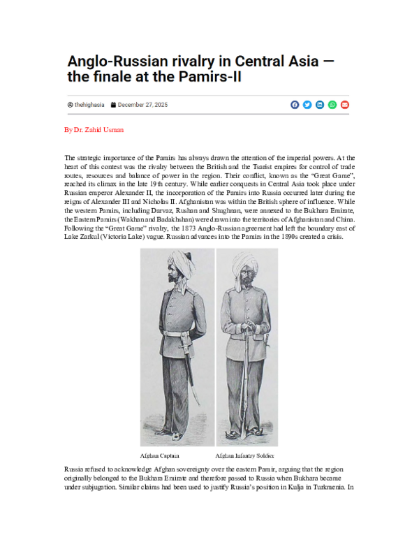 (PDF) Anglo Russian rivalry in Central Asia the finale at the Pamirs II ...