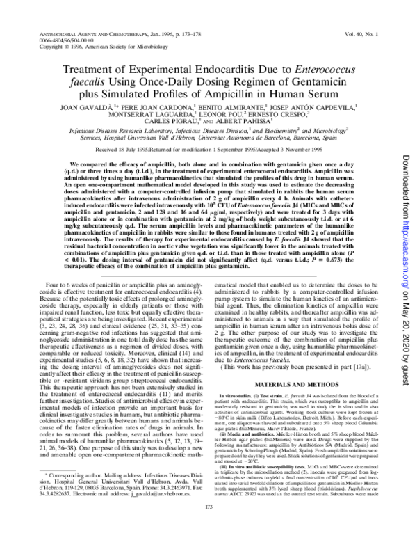 (PDF) Treatment of experimental endocarditis due to Enterococcus ...