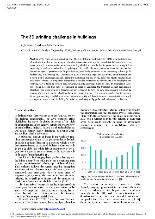 (PDF) The 3D printing challenge in buildings