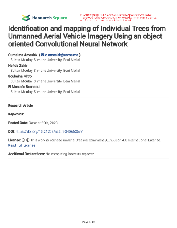 (PDF) Identification and mapping of Individual Trees from Unmanned ...