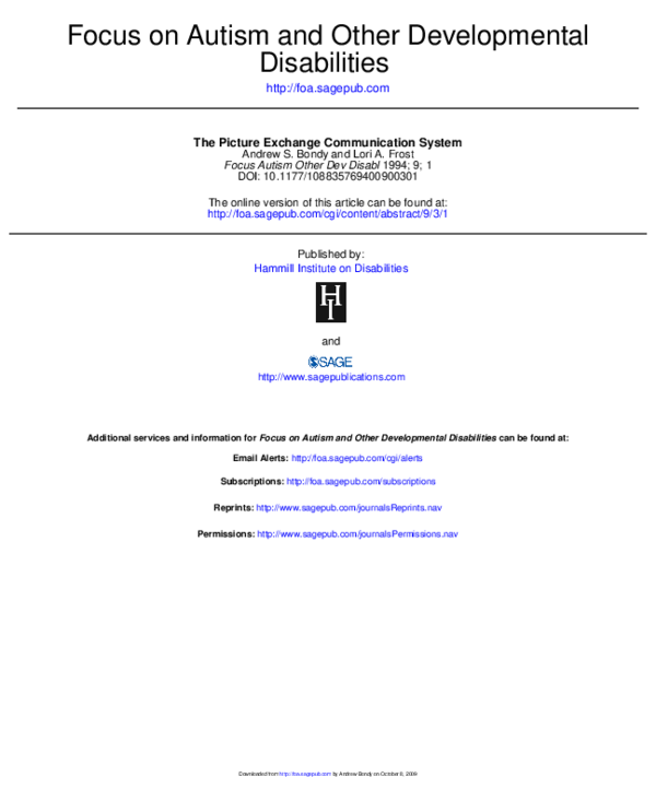 (PDF) The Picture Exchange Communication System