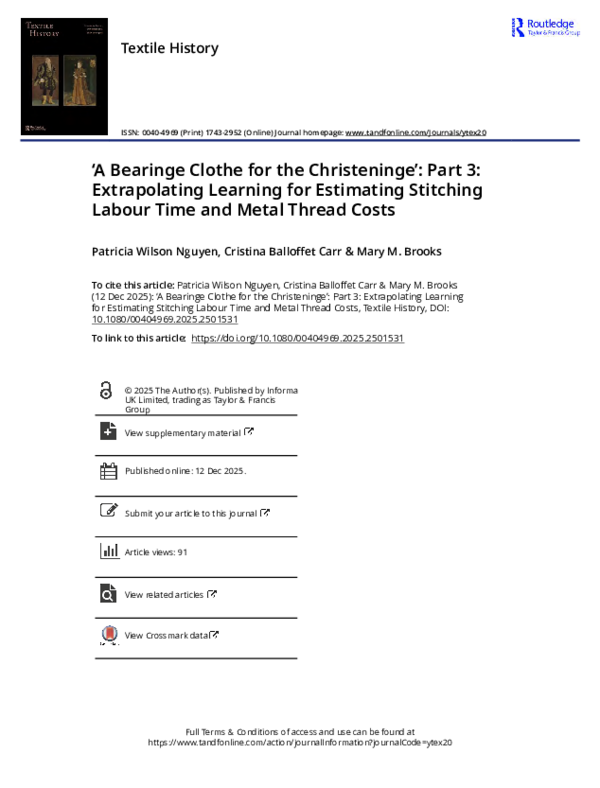 (PDF) 'A Bearinge Clothe for the Christeninge': Part 3: Extrapolating ...