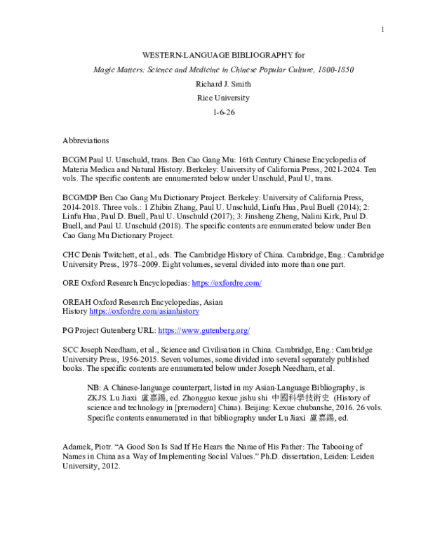 (PDF) MAGIC MATTERS WESTERN LANGUAGE BIBLIOGRAPHY revised 1 6 26