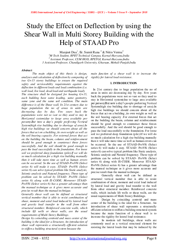 (PDF) Study the Effect on Deflection by using the Shear Wall in Multi ...