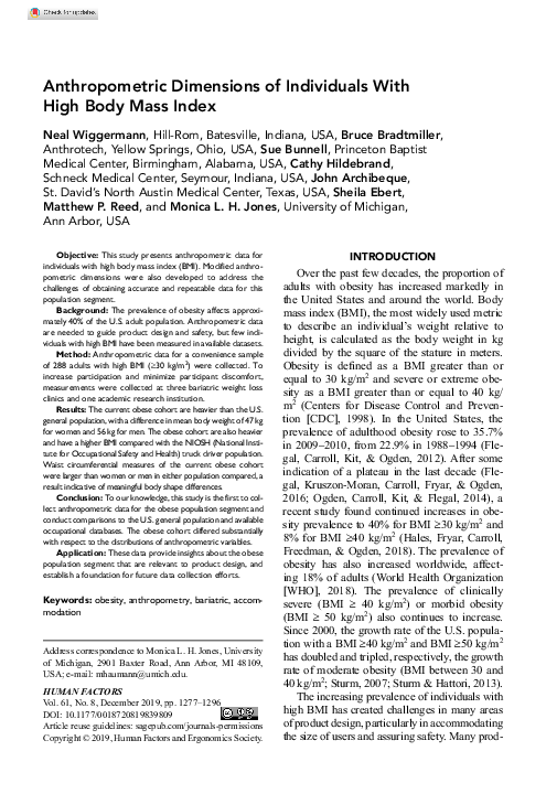 (PDF) Anthropometric Dimensions of Individuals With High Body Mass Index