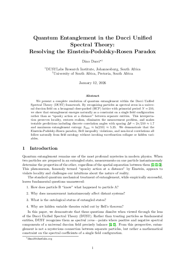 (PDF) Quantum Entanglement in the Ducci Unified Spectral Theory ...