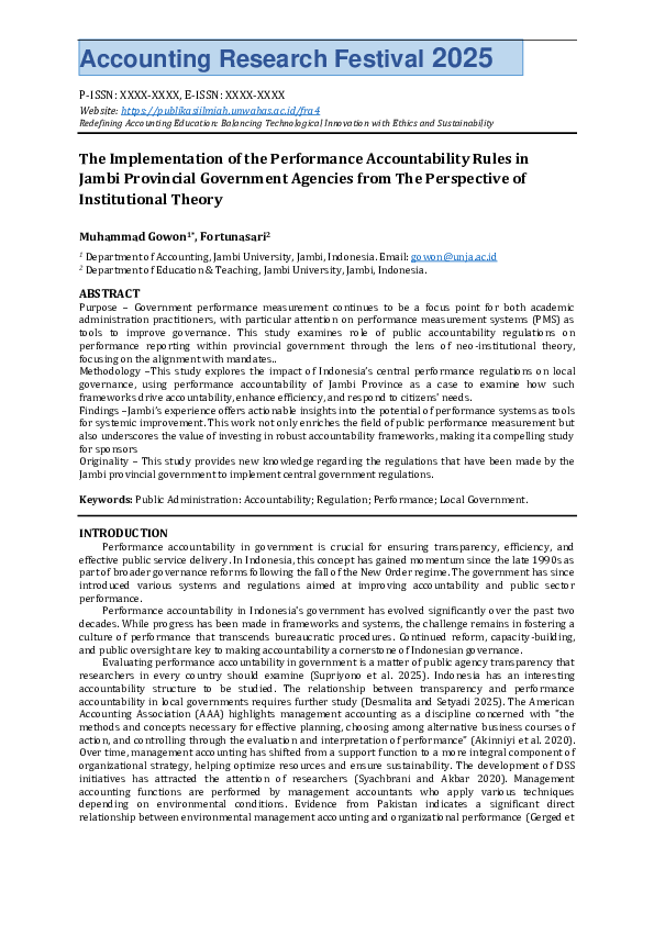 (PDF) The Implementation of the Performance Accountability Rules in ...