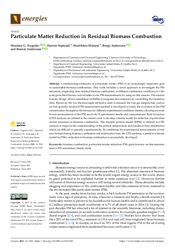 (PDF) Particulate Matter Reduction in Residual Biomass Combustion