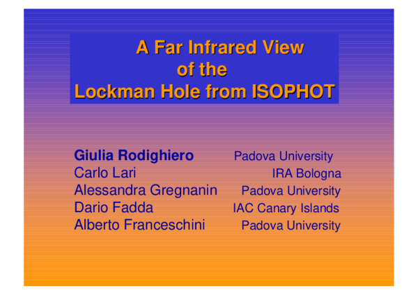 (PDF) A far-infrared view of the Lockman Hole from ISOPHOT