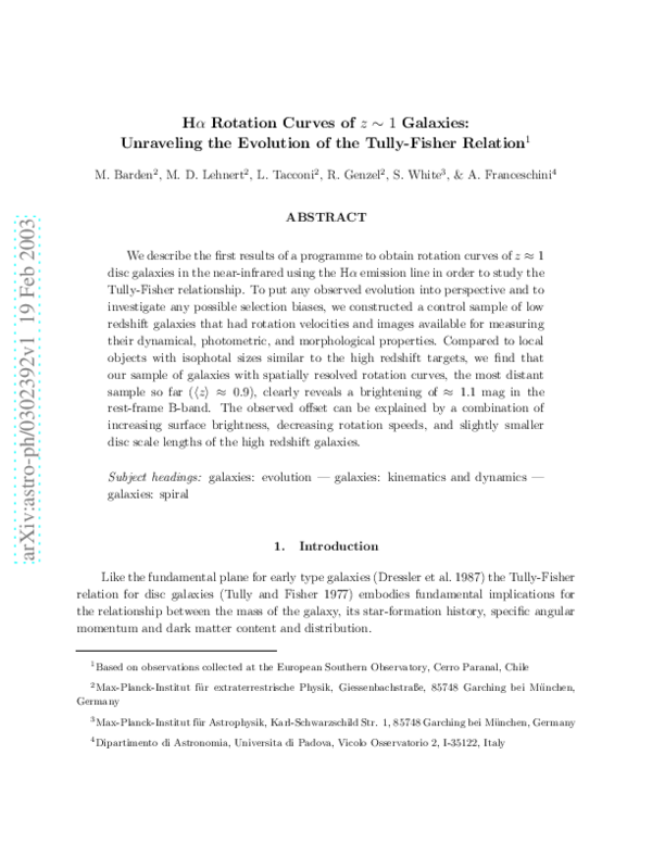 (PDF) Ha Rotation Curves of z~1 Galaxies: Unraveling the Evolution of ...