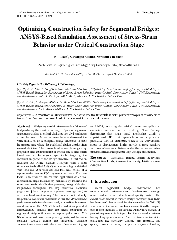 (PDF) Optimizing Construction Safety for Segmental Bridges: ANSYS-Based ...