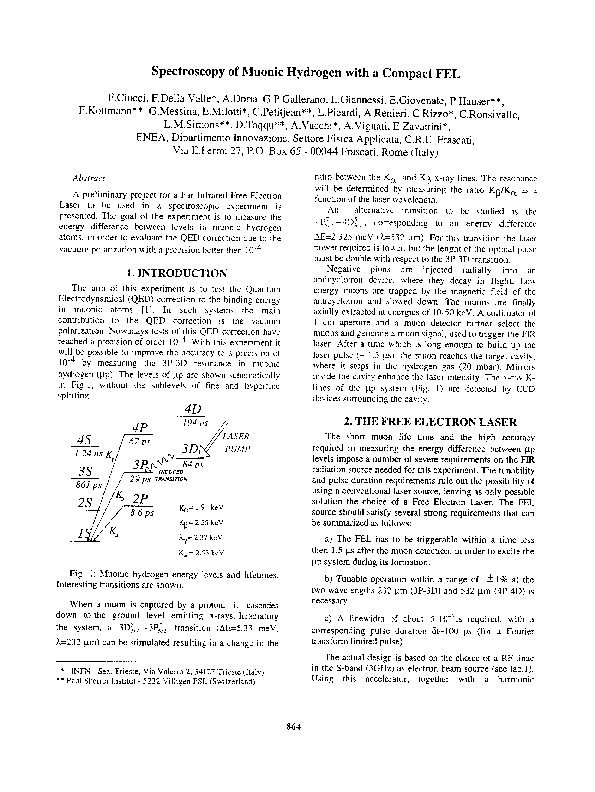 (PDF) Spectroscopy of Muonic Hydrogen with a Compact FEL