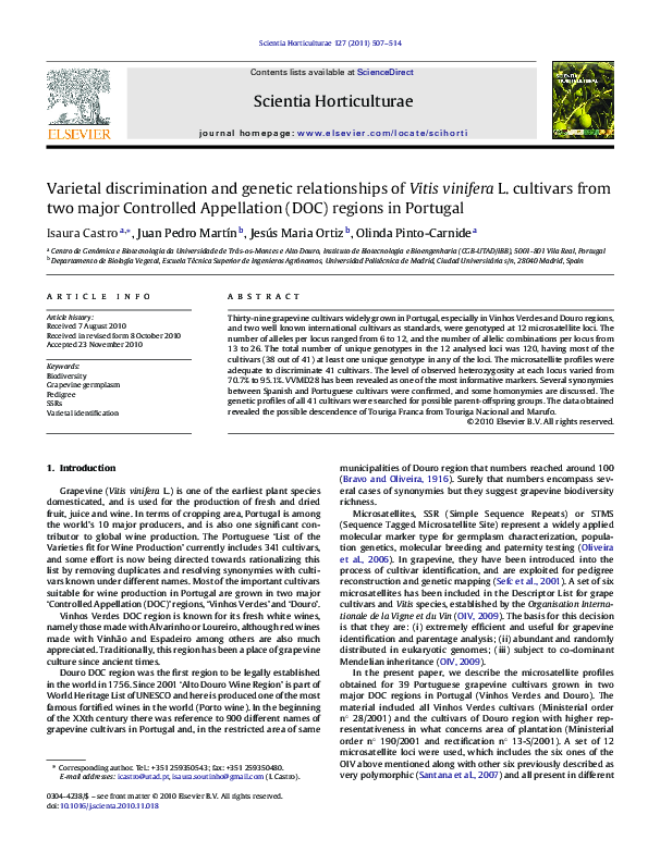 (PDF) Varietal discrimination and genetic relationships of Vitis ...
