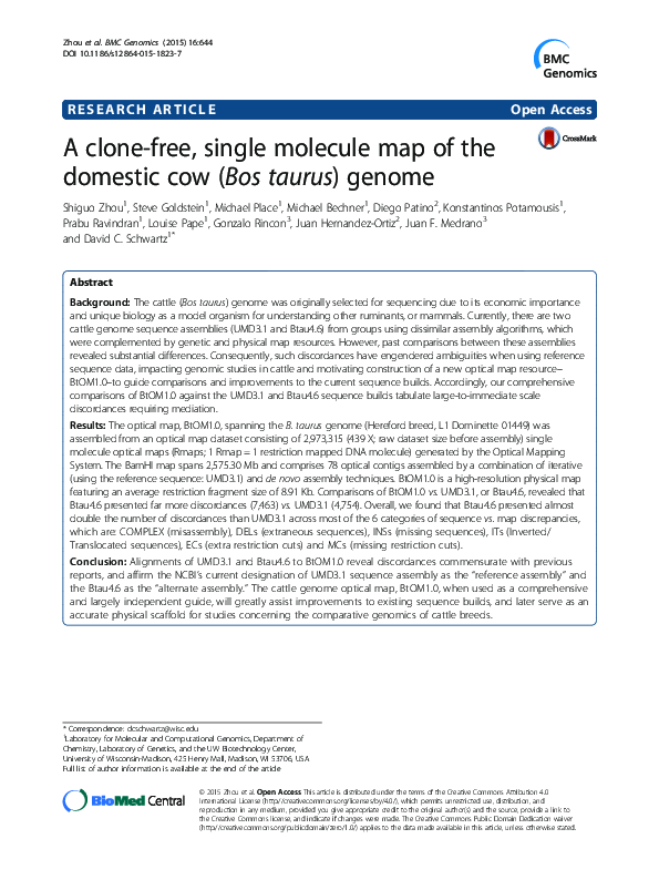 (PDF) A clone-free, single molecule map of the domestic cow (Bos taurus ...