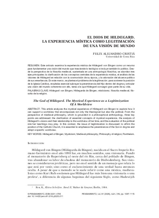 (PDF) Cristiá, F. A. - El dios de Hildegarda. La experiencia mística ...