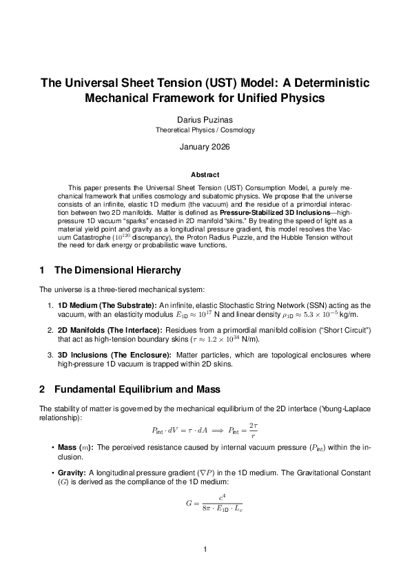(PDF) The Universal Sheet Tension (UST) Model: A Deterministic ...
