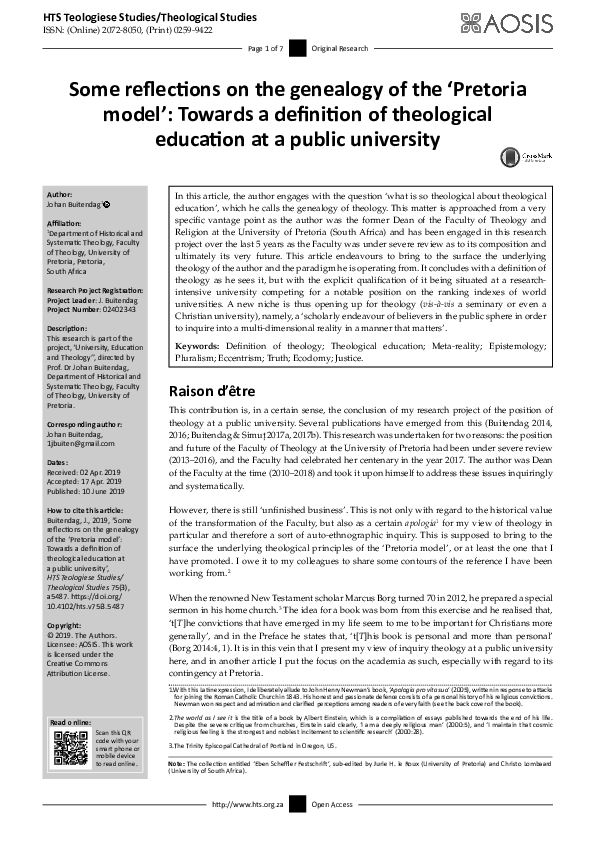 (PDF) Some reflections on the genealogy of the ‘Pretoria model ...