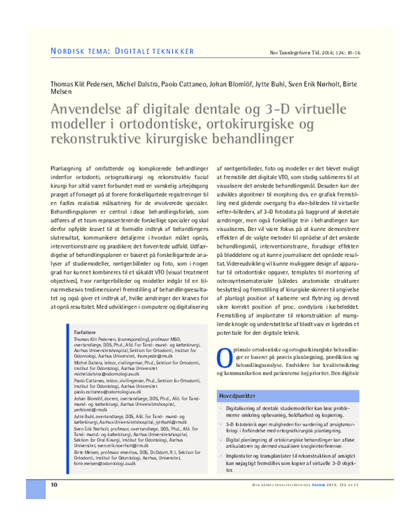 (PDF) Anvendelse af digitale dentale og 3-D virtuelle modeller i ...