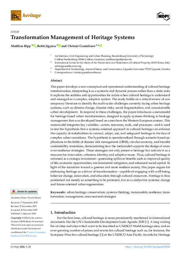 (PDF) Transformation Management of Heritage Systems