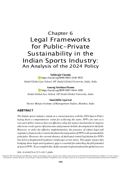 (PDF) Legal Frameworks for Public-Private Sustainability in the Indian ...