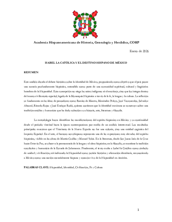 (PDF) Isabel La Católica y el Destino Hispano de México