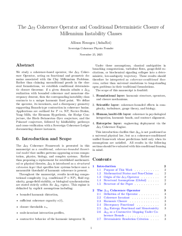 (PDF) The ∆.72 Coherence Operator and Conditional Deterministic Closure ...