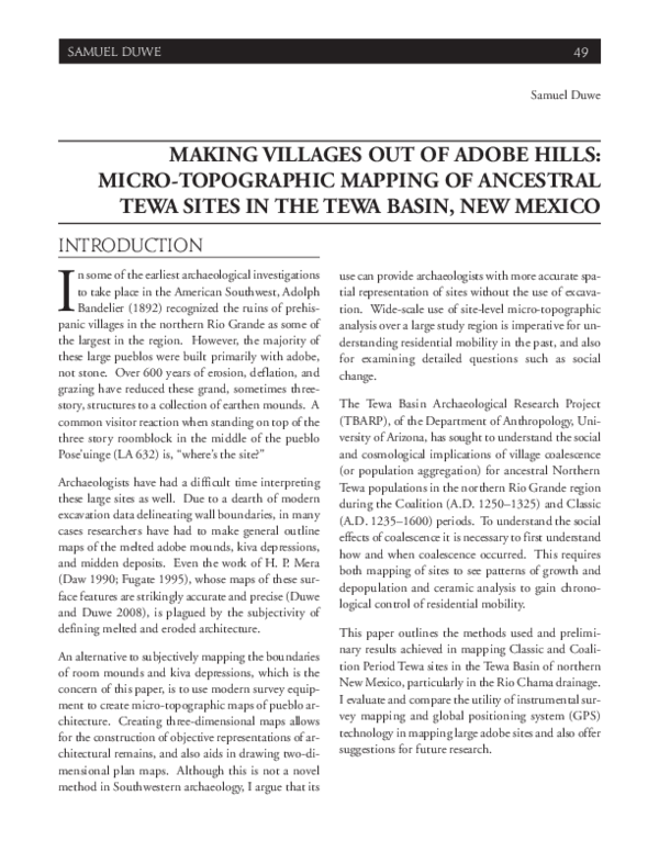(PDF) Making Villages out of Adobe Hills: Micro-Topographic Mapping of ...