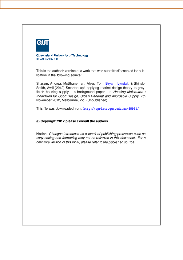(PDF) Smarten up! applying market design theory to greyfields housing ...