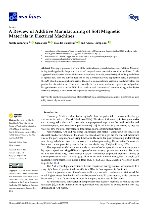 (PDF) A Review of Additive Manufacturing of Soft Magnetic Materials in ...
