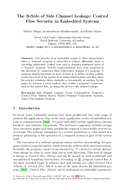 (PDF) The B-Side of Side Channel Leakage: Control Flow Security in ...