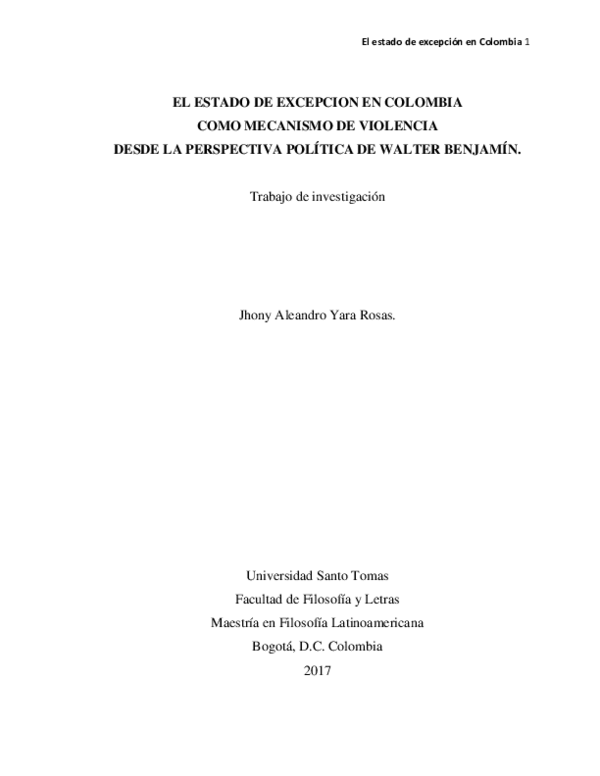(PDF) El estado de excepción en Colombia como mecanismo de violencia ...