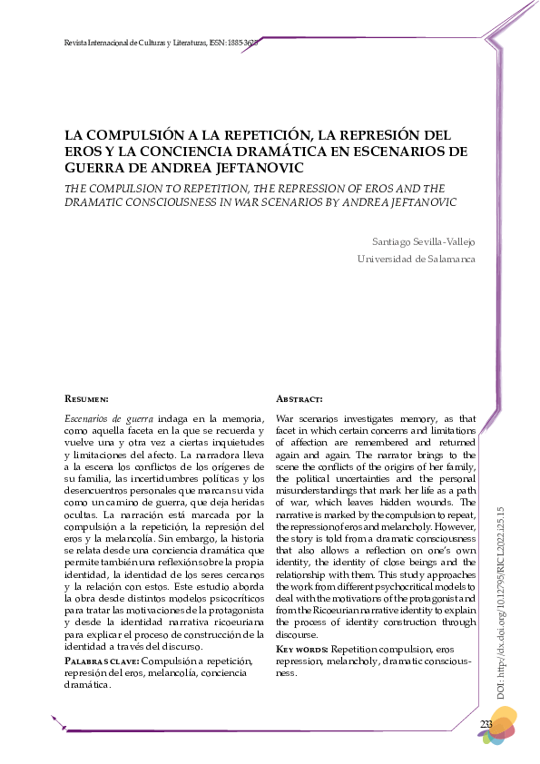 (PDF) La compulsión a la repetición, la represión del eros y la ...