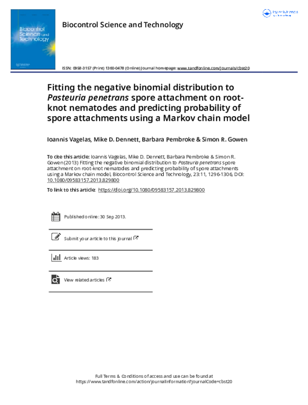(PDF) Fitting the negative binomial distribution to Pasteuria penetrans ...