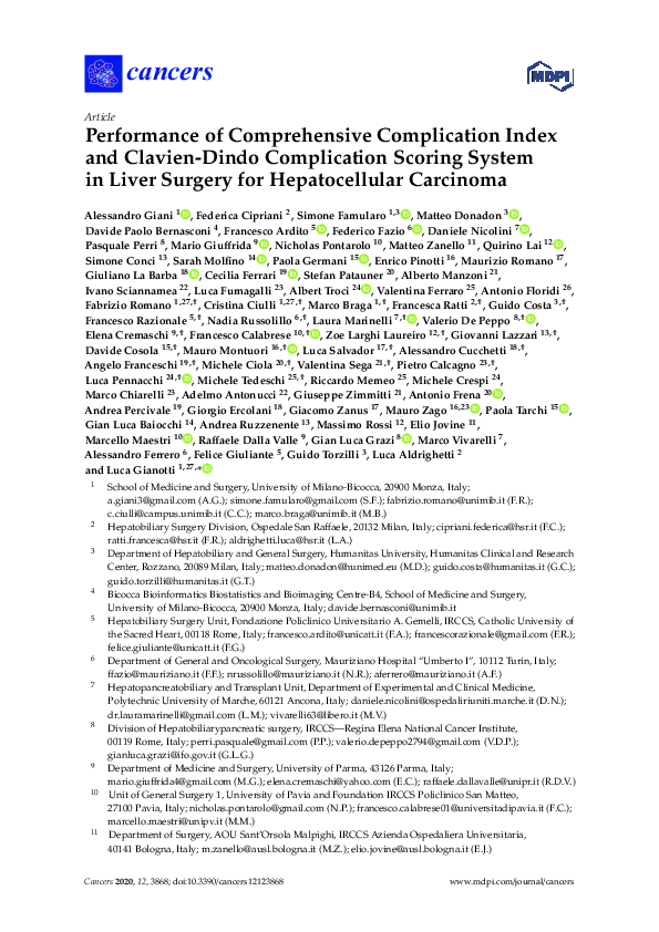 (PDF) Performance of Comprehensive Complication Index and Clavien-Dindo ...