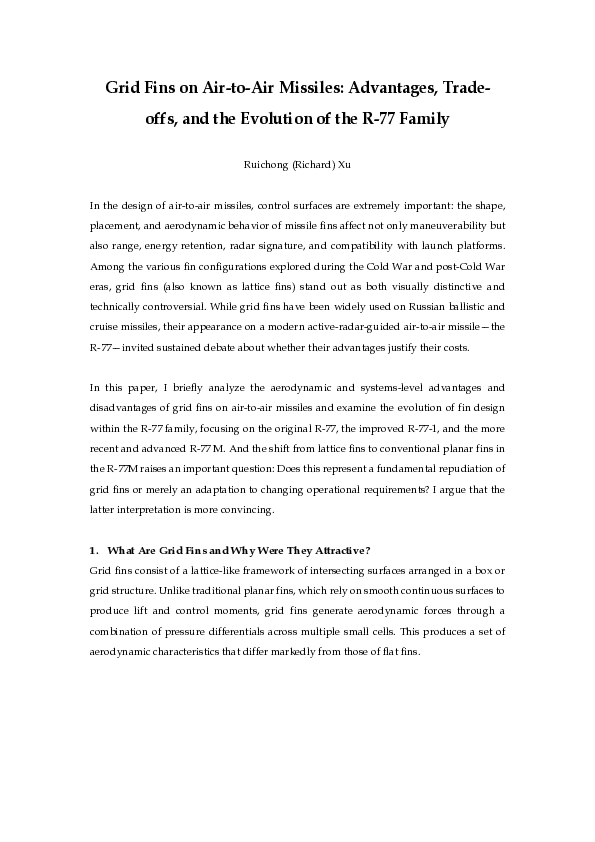 (PDF) Grid Fins on Air-to-Air Missiles: Advantages, Tradeoffs, and the ...