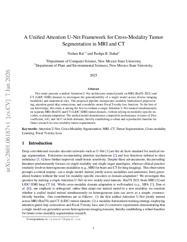 (PDF) A Unified Attention U-Net Framework for Cross-Modality Tumor ...