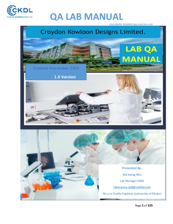(PDF) QA LAB MANUAL DOCUMENT NUMBER:QA/LAB/CKDL-06E