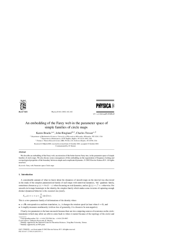(PDF) An embedding of the Farey web in the parameter space of simple ...