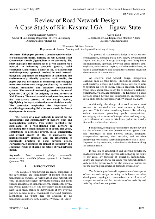(PDF) Review of Road Network Design: A Case Study of Kiri Kasama LGA ...