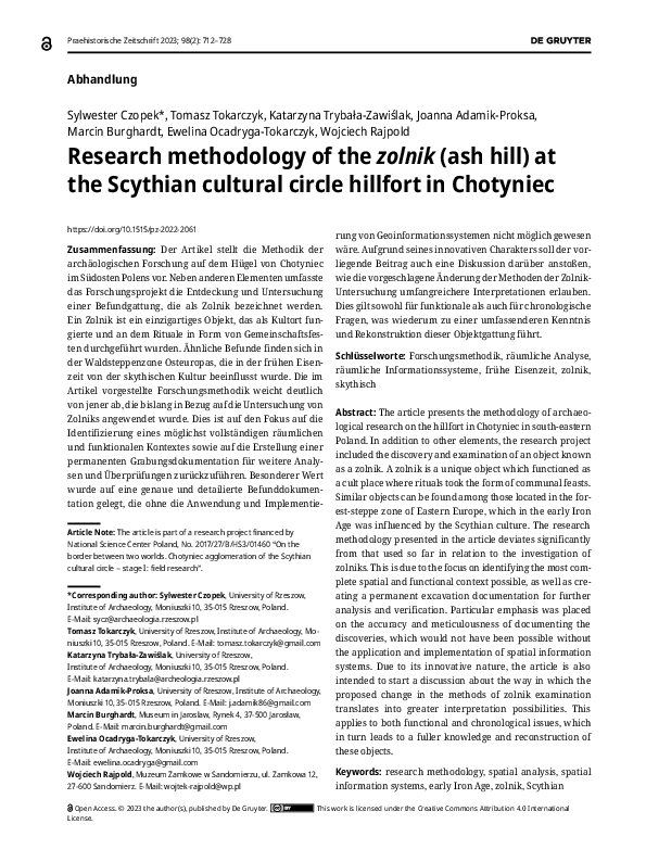 (PDF) Research methodology of the zolnik (ash hill) at the Scythian ...