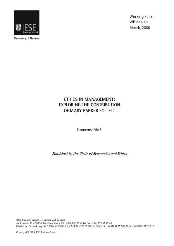 (PDF) Ethics in Management: Exploring the Contribution of Mary Parker ...